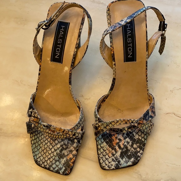 Halston Heritage | Shoes | Beautiful Halston Snake Sandals Size 8 Nwt ...